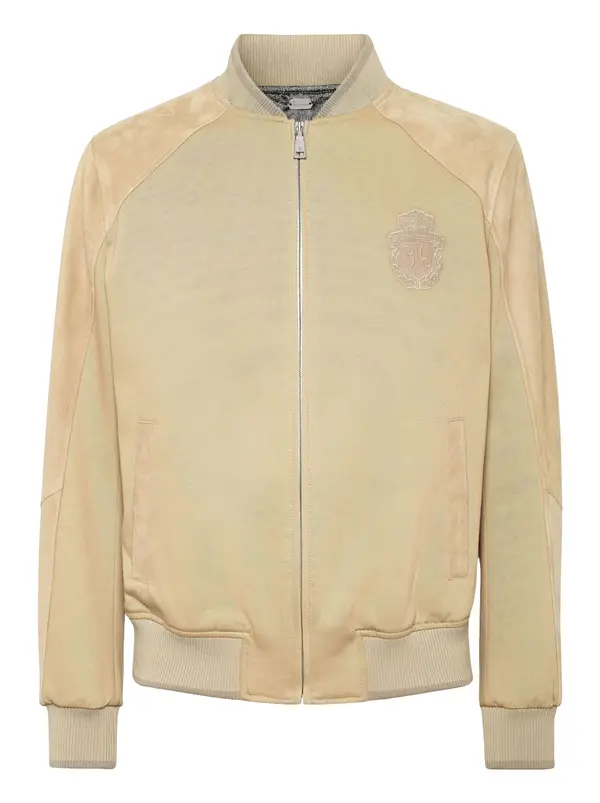 BILLIONAIRE Suede Bomber Jacket - Neutrals