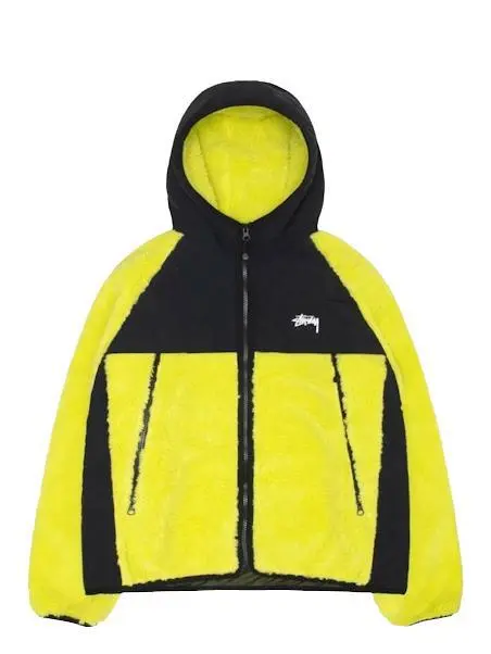 StÜssy Sherpa Paneled Hooded Jacket - Lime