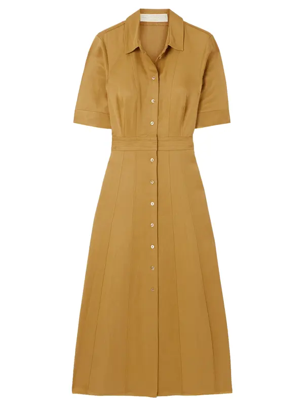 Ulla Johnson Vallis Lyocell-blend Twill Midi Shirt Dress - Brown