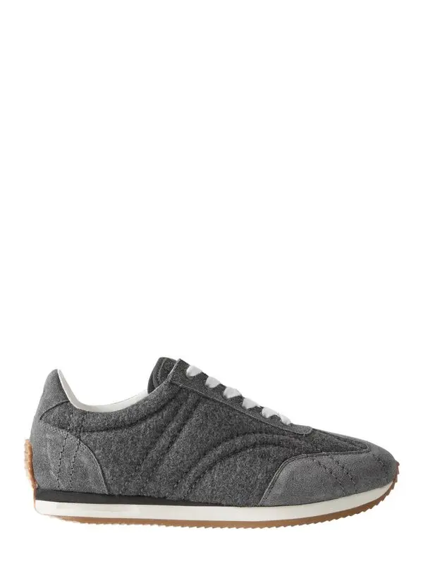 TOTEME The Sport Suede-trimmed Wool-flannel Sneakers - Gray