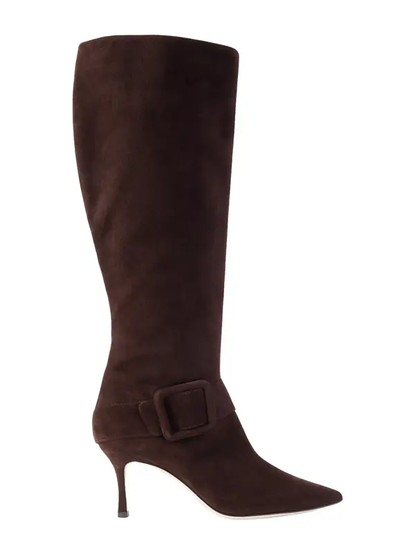 Manolo Blahnik Bayhi 70 Buckle-embellished Knee Boots - Brown