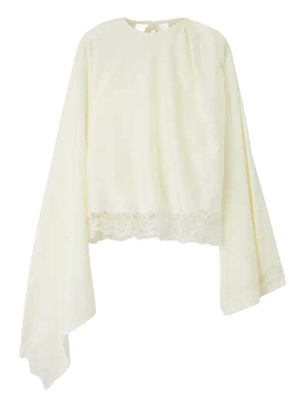 Marie Adam-Leenaerdt Lace-trimmed Satin Blouse - Ivory