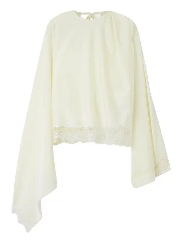 Marie Adam-Leenaerdt Lace-trimmed Satin Blouse - Neutrals