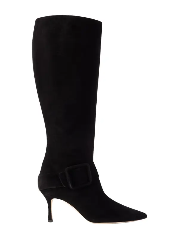 Manolo Blahnik Bayhi 70 Buckle-embellished Knee Boots - Black