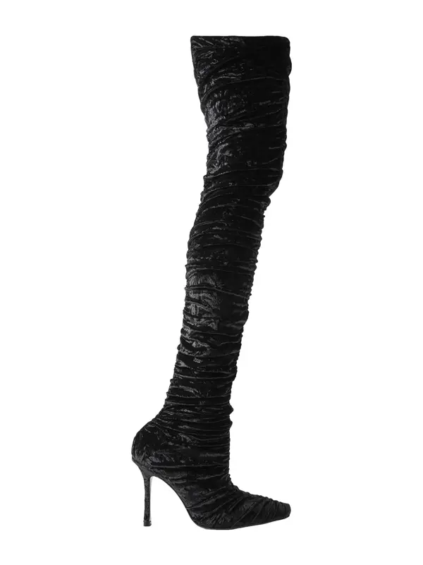 JIMMY CHOO Lotta 100 Ruched Crushed-velvet Over-the-knee Boots - Black