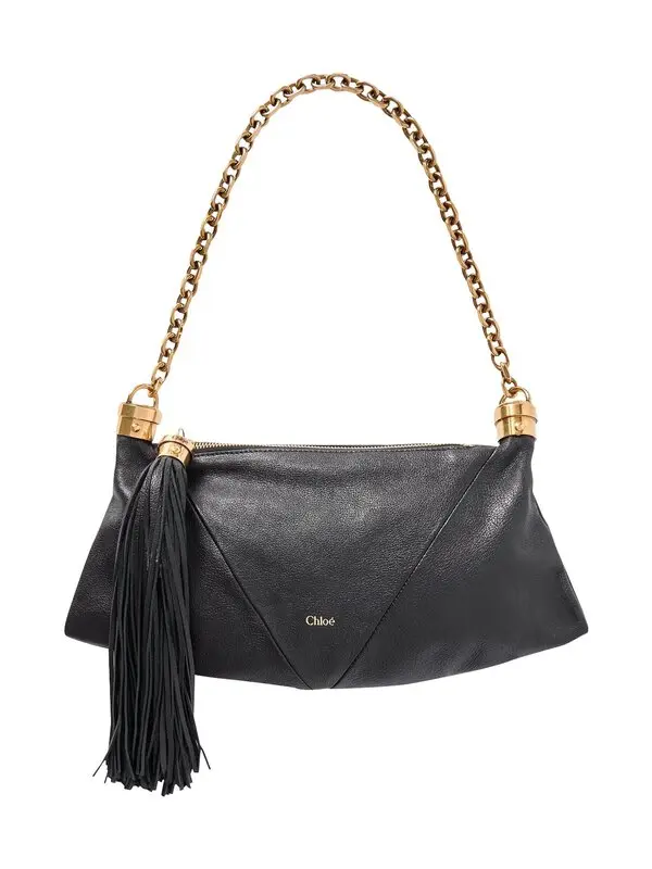 Chloé Foulard Tasseled Shoulder Bag - Black