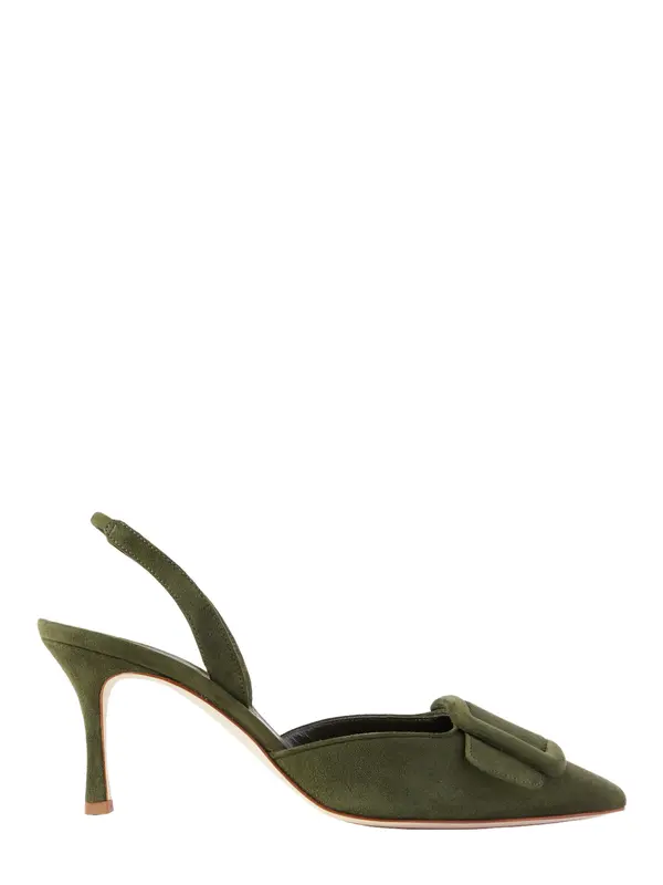 Manolo Blahnik Maysli 70 Buckled Slingback Pumps - Green