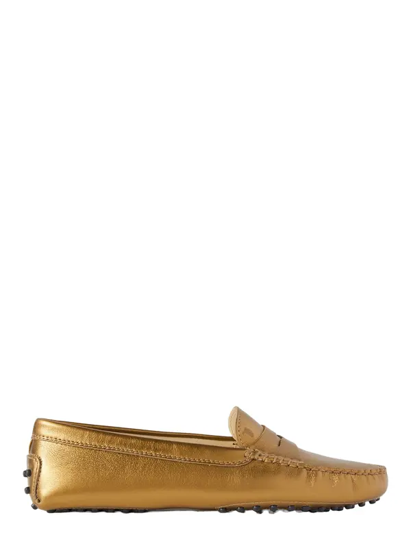 TOD'S Gommino Leather Loafers - Metallic