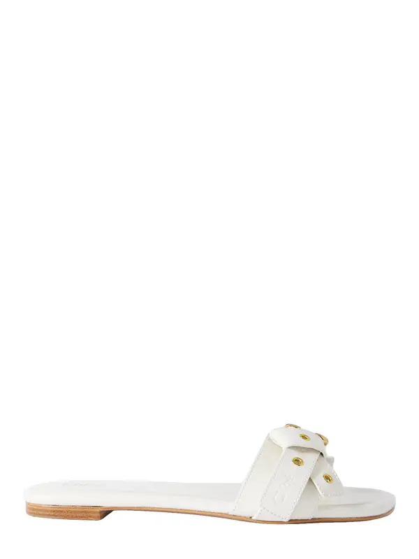 Chloé Mae Buckle-embellished Leather Slides - Ivory