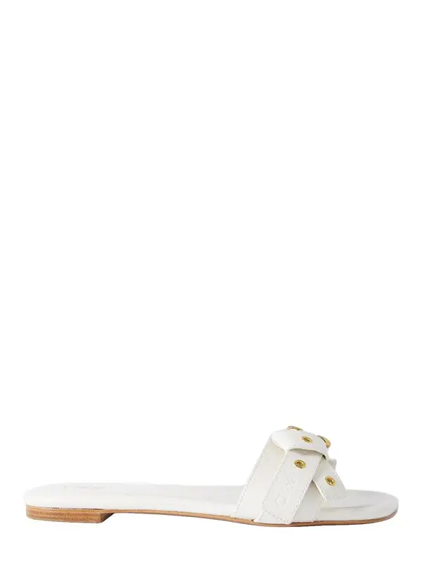Chloé Mae Buckle-embellished Leather Slides - Neutrals