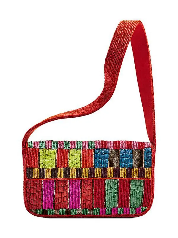 Anthropologie The Fiona Beaded Geometric Bag - Colorful Raffia