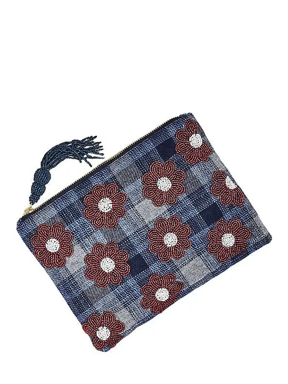 Anthropologie Fiona Beaded Pouch - Dark Florals