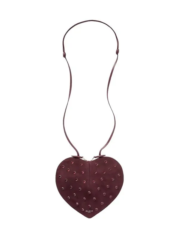 Alaïa Crystal-embellished Suede Shoulder Bag - Burgundy