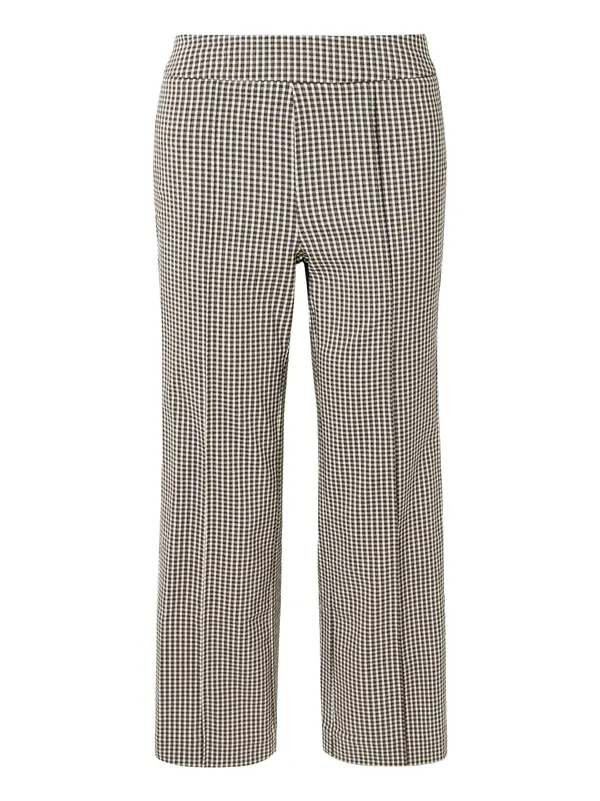 Staud Knack Cropped Gingham Flared Pants - Brown