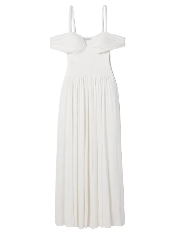 Simkhai Amarantha Cold-shoulder Pleated Gown - Ivory