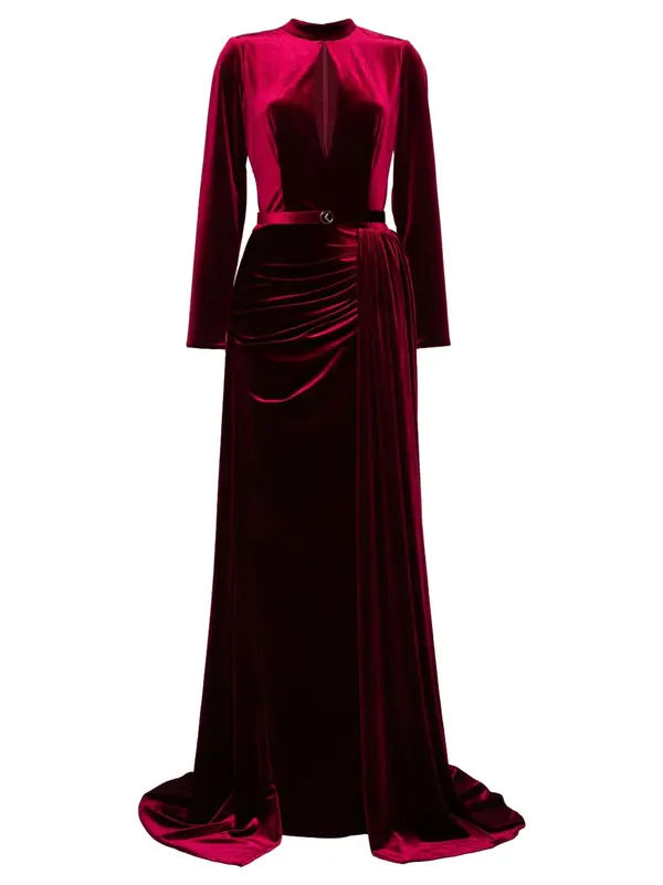 SAIID KOBEISY Velvet Maxi Dress - Red