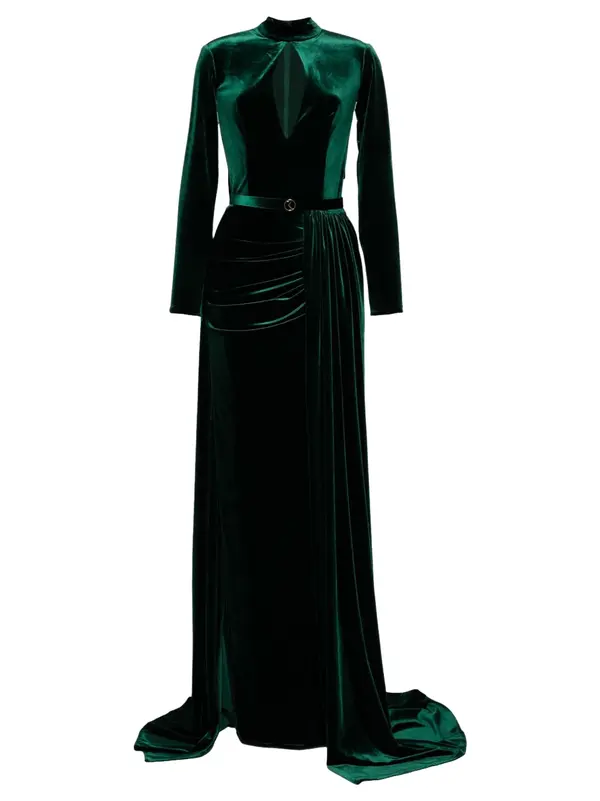 SAIID KOBEISY Velvet Long Dress - Green
