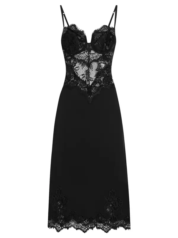 Dolce & Gabbana Floral-lace Midi Dress - Black