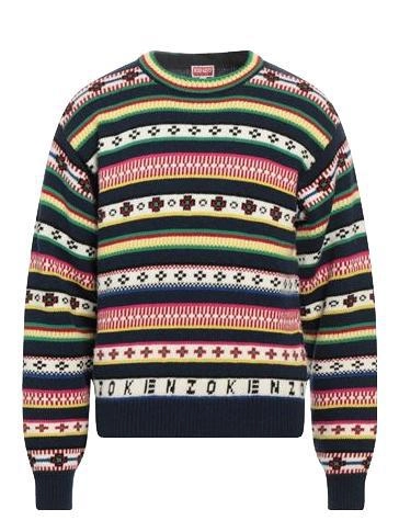 Kenzo Striped Wool-cotton Sweater - Blue