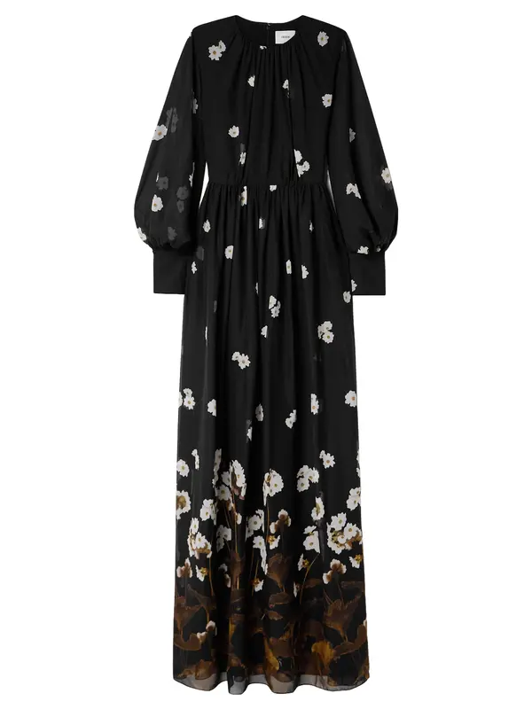 Erdem Elena Gathered Floral-print Gown - Multi