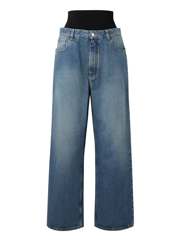Alaïa Layered Wide-leg Jeans - Blue