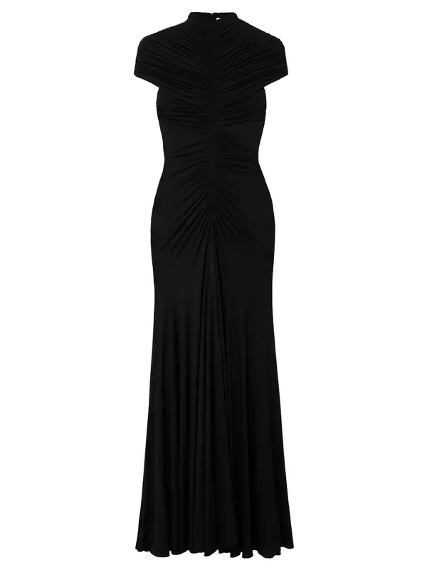 Alaïa Ruched Jersey Maxi Dress - Black