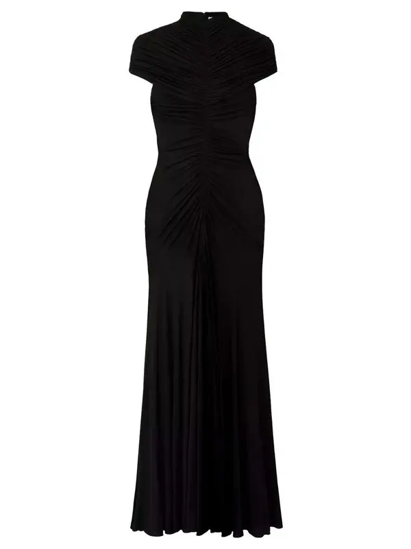 Alaïa Ruched Jersey Maxi Dress - Black