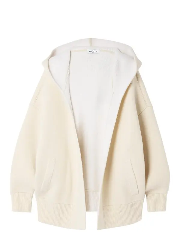 Alaïa Oversized Hooded Wool-blend Cardigan - Neutrals