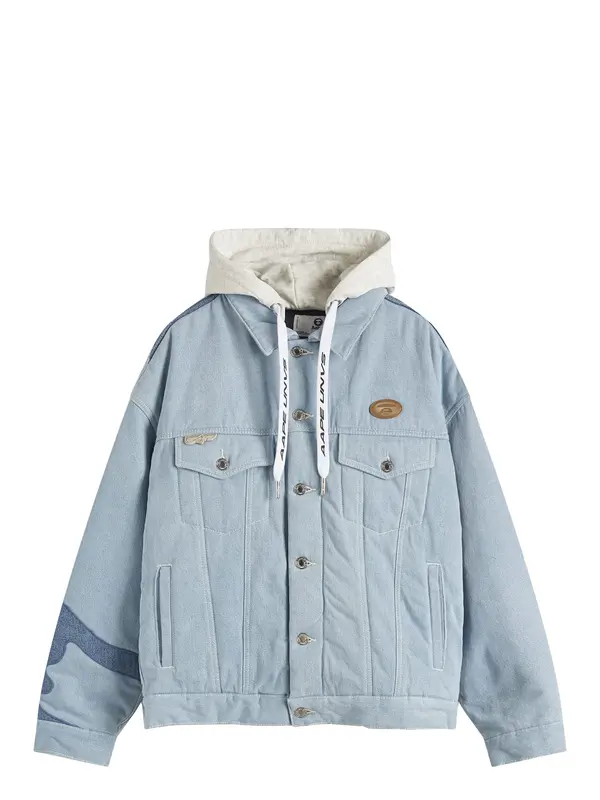 A BATHING APE Padded Denim Jacket - Light Blue