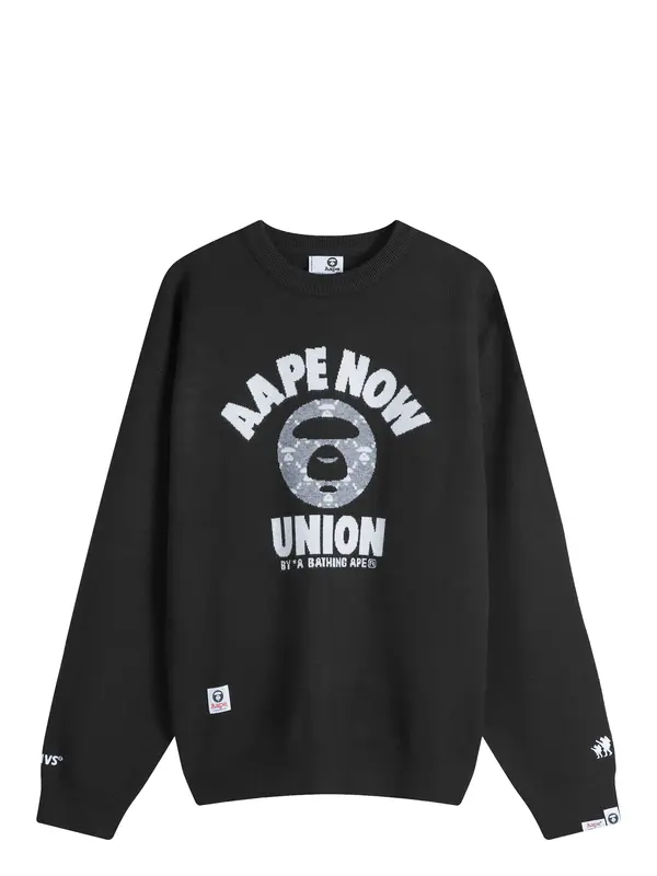 A BATHING APE Aape Union Monogram Knit Sweater - Black