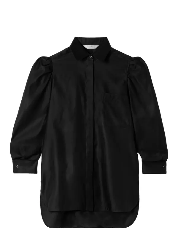 Max Mara Faraday Gathered Cotton Shirt - Black