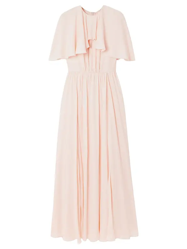 Giambattista Valli Cape-effect Pleated Crepe Midi Dress - Pink