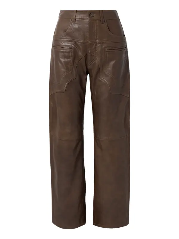 Isabel Marant Breydi Leather Wide-leg Pants - Brown