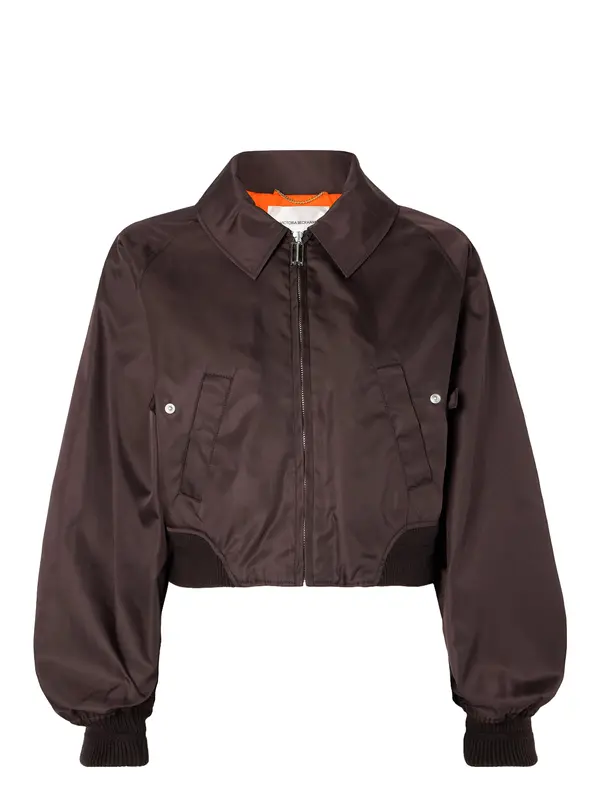 Victoria Beckham Harrington Satin-twill Bomber Jacket - Brown