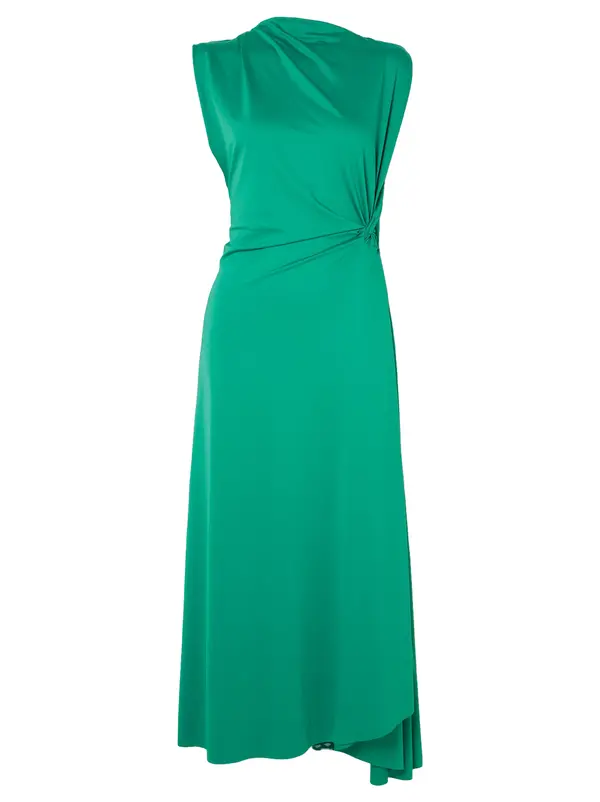 Victoria Beckham Asymmetric Draped Midi Dress - Green