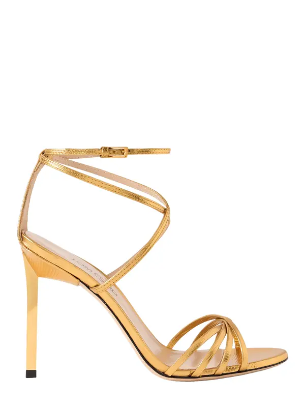 TOM FORD Metallic Lizard-effect Leather Sandals - Gold