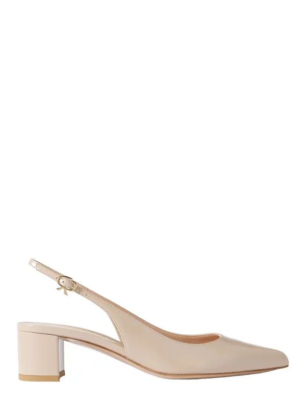 GIANVITO ROSSI Piper 45 Leather Slingback Pumps - Neutrals