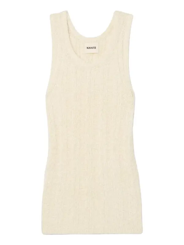 Khaite Lena Ribbed Silk And Cashmere-blend Tank - Cream