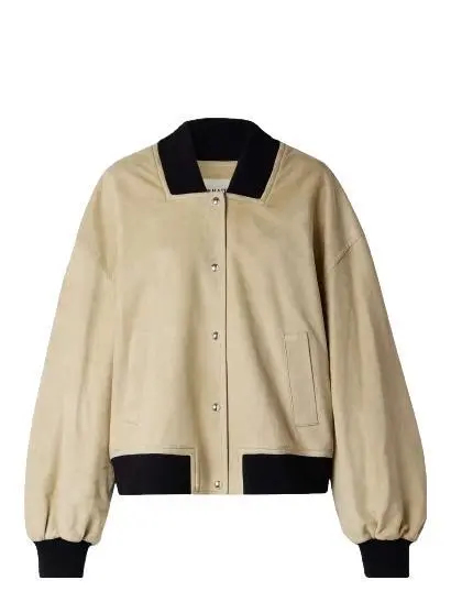 Khaite Spence Suede Bomber Jacket - Neutrals