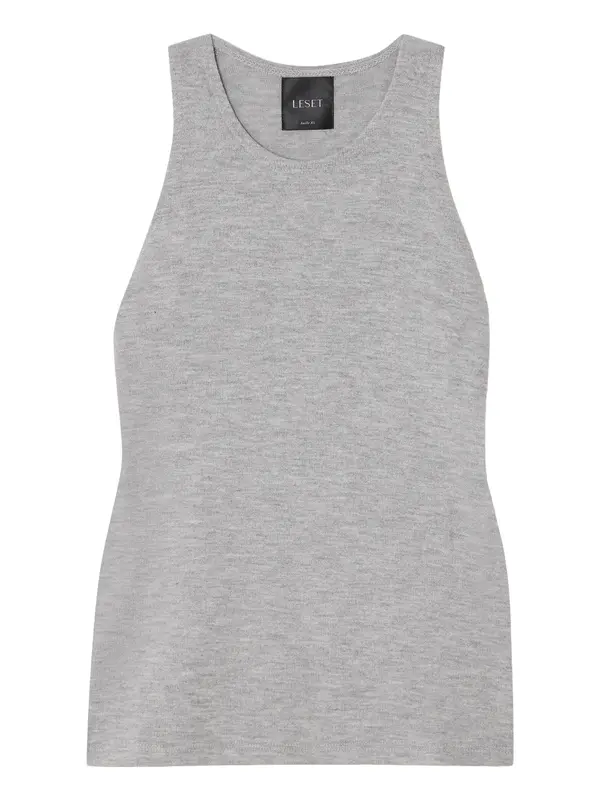 LESET Lauren Mélange Knitted Tank - Gray