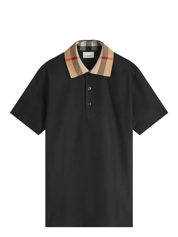 Burberry Cody Check Collar Polo - Black