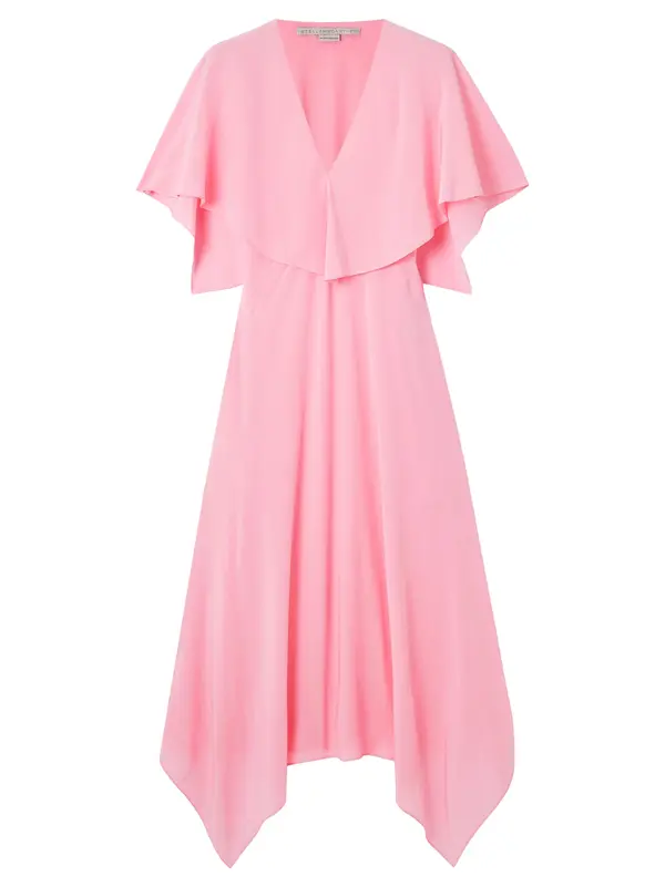 Stella McCartney Asymmetric Draped Silk-crepe Midi Dress - Pink