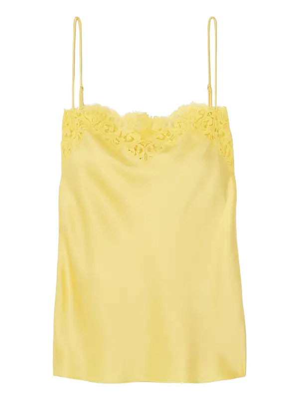 Stella McCartney Iconic Lace-trimmed Satin Camisole - Yellow