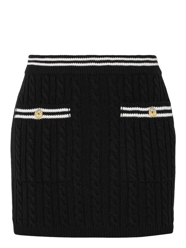 Alessandra Rich Cable-knit Cotton Mini Skirt - Black