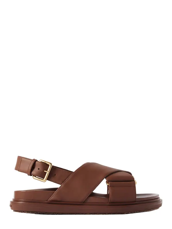 Marni Fussbett Leather Slingback Sandals - Brown