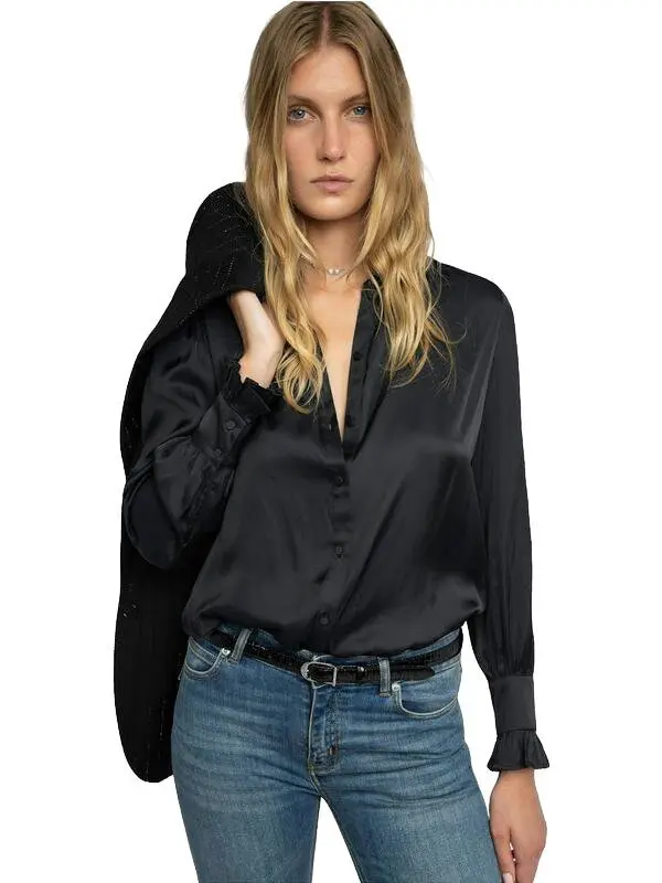 Zadig&Voltaire Satin Shirt With Embroidery - Black