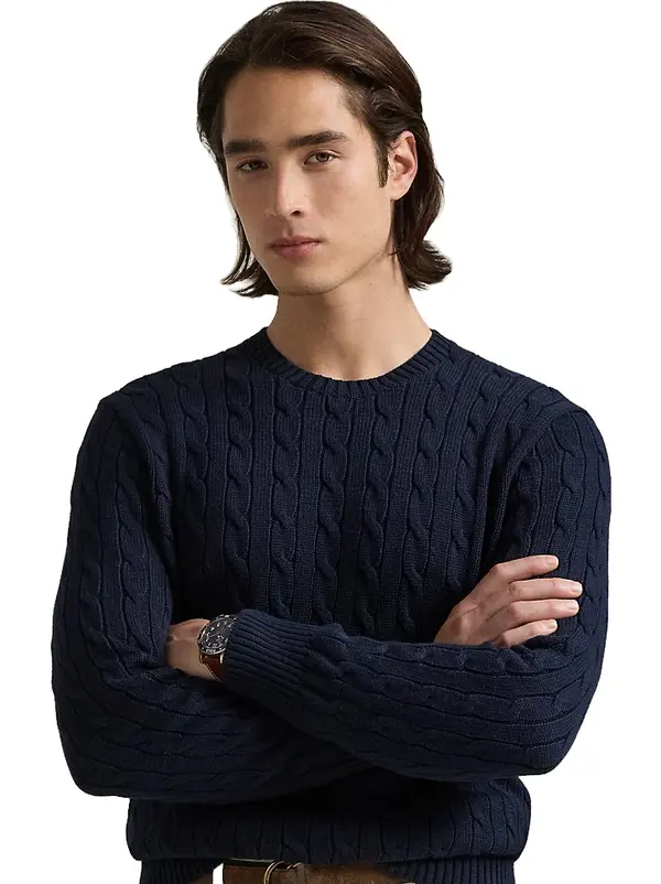 Ralph Lauren Cable-knit Cotton Crewneck Sweater - Hunter Navy