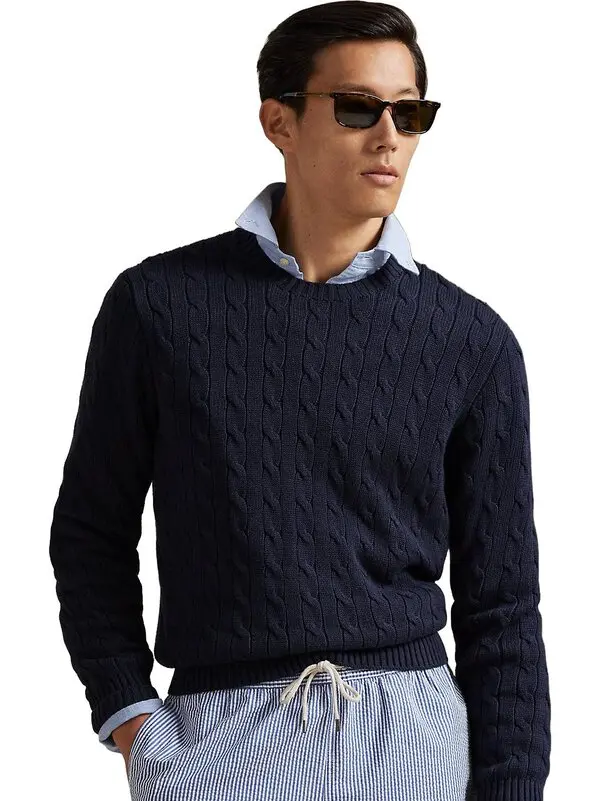 Ralph Lauren Cable-knit Cotton Crewneck Sweater - Hunter Navy