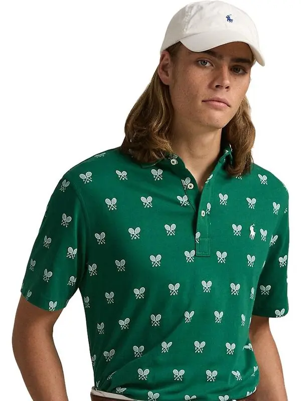 Ralph Lauren Classic Fit Racquet-print Polo Shirt - Crossed Rackets Golf Gree