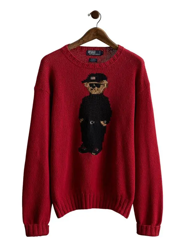 Ralph Lauren Hand-knit Bear Sweater - Red